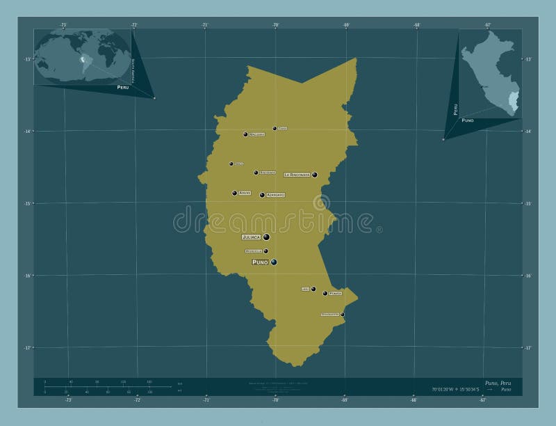 Puno, Peru. Solid. Labelled Points of Cities Stock Illustration ...