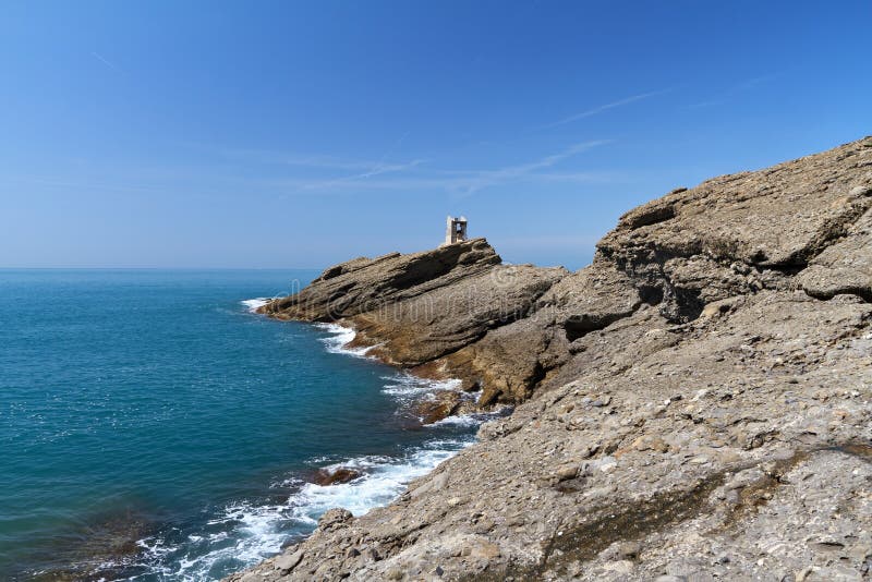 Punta Chiappa, Camogli, Italy Stock Image - Image of shore, mountain ...
