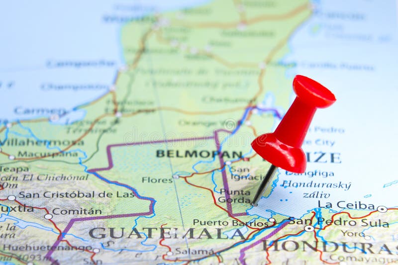 Punta Gorda, Belize Pin on Map Stock Image - Image of destination ...