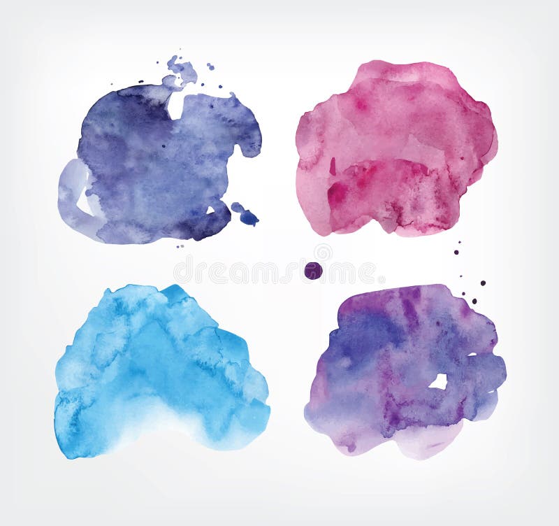 Set Di Macchie Ad Acquerello. Macchie Colorate Realistiche ...