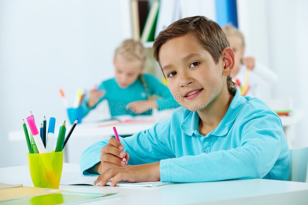 Pupil drawing stock image. Image of childhood, back, friendly - 23291165