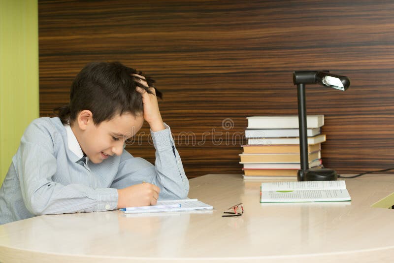 Pupil Elementary School Does Homework Stock Image - Image of classroom ...