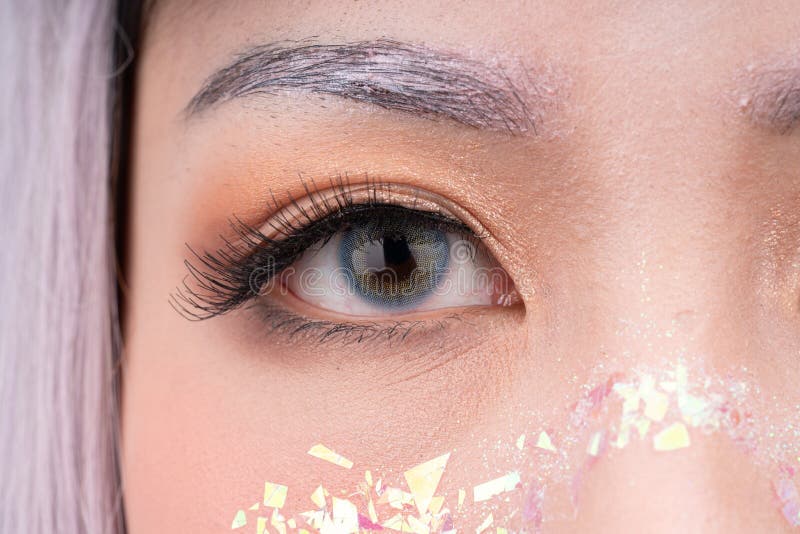 Eyes with eye makeup on stock image. Image of makeup - 259077043