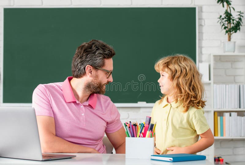 Pupil Kid Student and Teacher Tutor in Classroom at School Lesson ...
