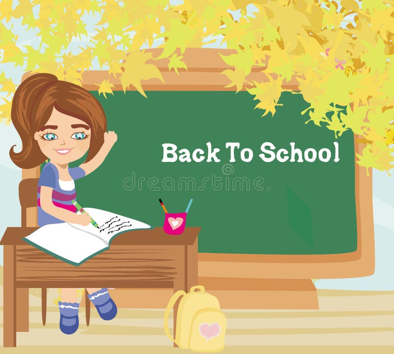 Pupil Knows the Answer and Puts Her Hand Up Stock Vector - Illustration ...