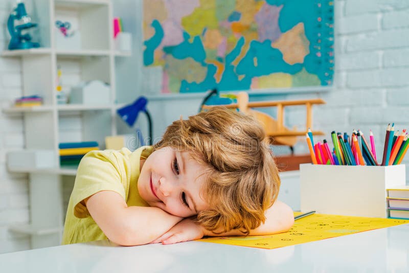 Pupil Learning Letters and Numbers. Back To School. Stock Photo - Image ...