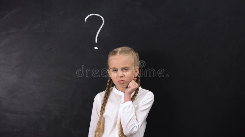 Pupil Thinking about Answer, Shrugging Shoulders, Question Mark on ...