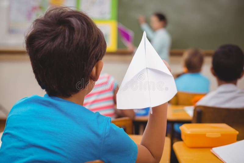 Pupil about To Throw Paper Airplane Stock Photo - Image of caucasian ...