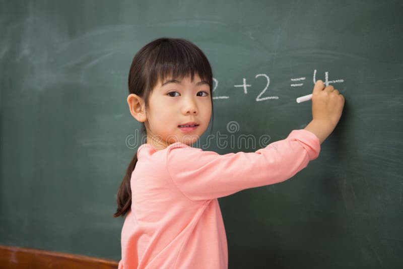 Pupil Writing Numbers on a Blackboard Stock Image - Image of portrait ...