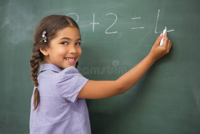 Pupil Writing Numbers on a Blackboard Stock Photo - Image of classroom ...