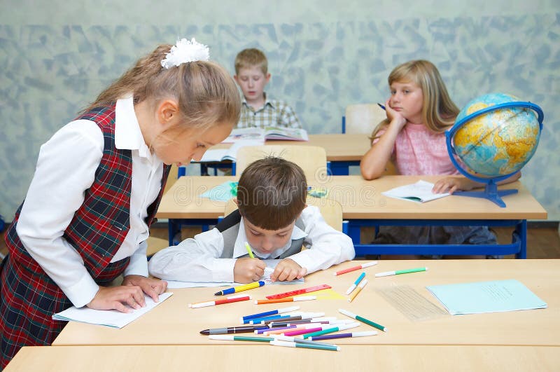Pupils in a class stock photo. Image of school, desk, book - 4462950