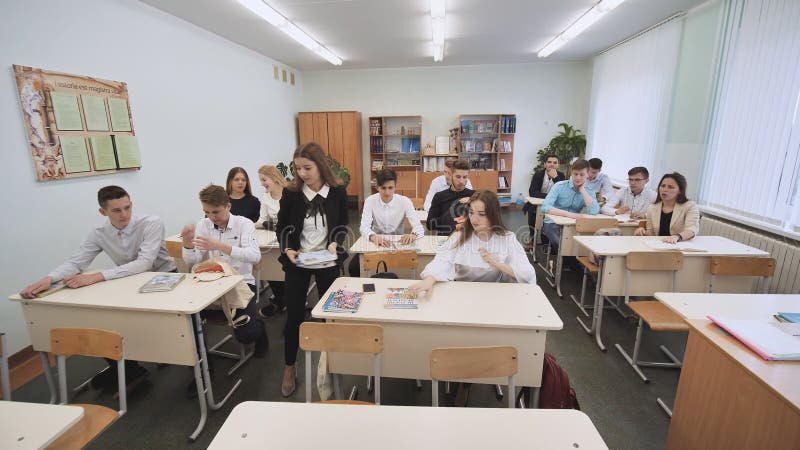 Pupils in the Class before the Lesson. Russian School. Stock Video ...