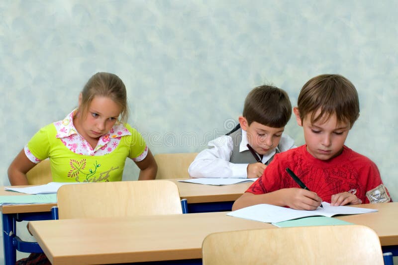 Pupils at classroom stock image. Image of desk, sitting - 6037819