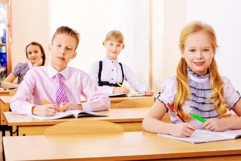 Pupils at classroom stock image. Image of active, interior - 37409223