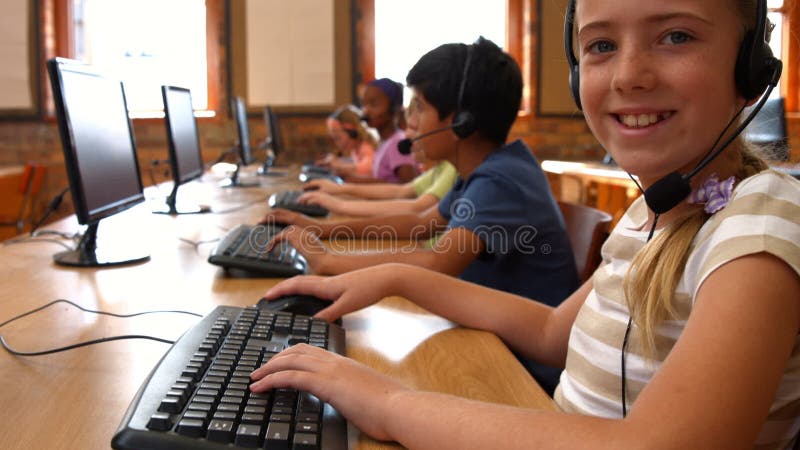 Pupils in Computer Class at School Stock Video - Video of childhood ...