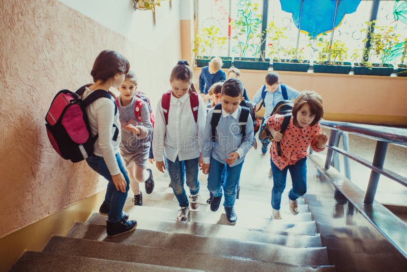Pupils going on break stock photo. Image of caucasian - 111930832