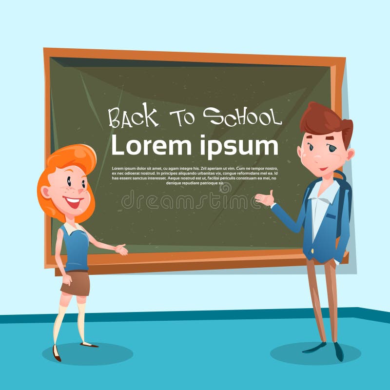 Schoolchildren Group Over Class Board Lesson Back To School Banner ...