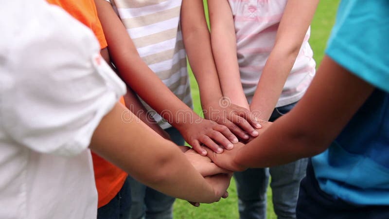 Pupils Holding Hands Together and Cheering in Classroom Stock Footage ...
