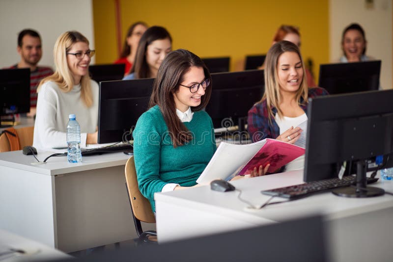 Pupils Learning Together in College Stock Photo - Image of lecture ...