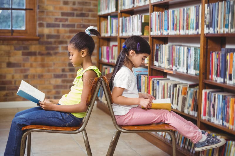 Pupils Reading Books in the Library Stock Image - Image of sitting ...