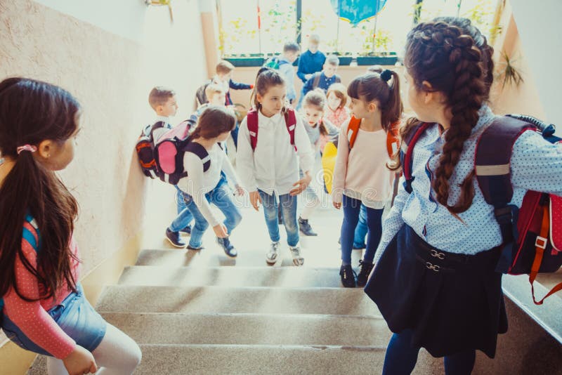 Pupils going on break stock photo. Image of childhood - 111931108