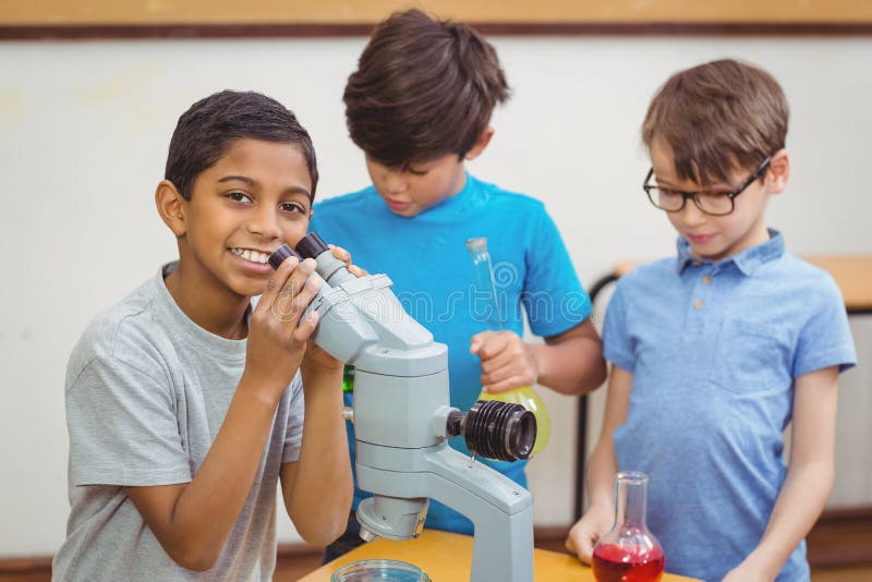 Pupils at Science Lesson in Classroom Stock Photo - Image of people ...