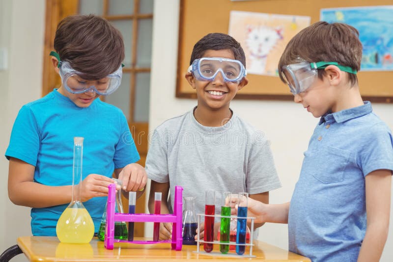 Pupils at Science Lesson in Classroom Stock Image - Image of elementary ...