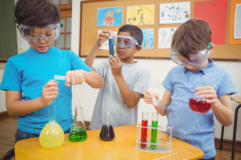 Pupils at Science Lesson in Classroom Stock Image - Image of learning ...