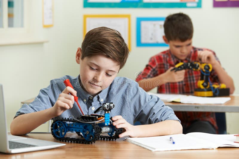 Pupils in Science Lesson Studying Robotics Stock Photo - Image of robot ...