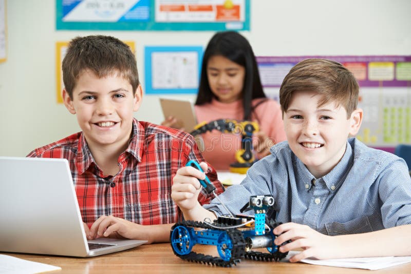 Pupils in Science Lesson Studying Robotics Stock Photo - Image of ...