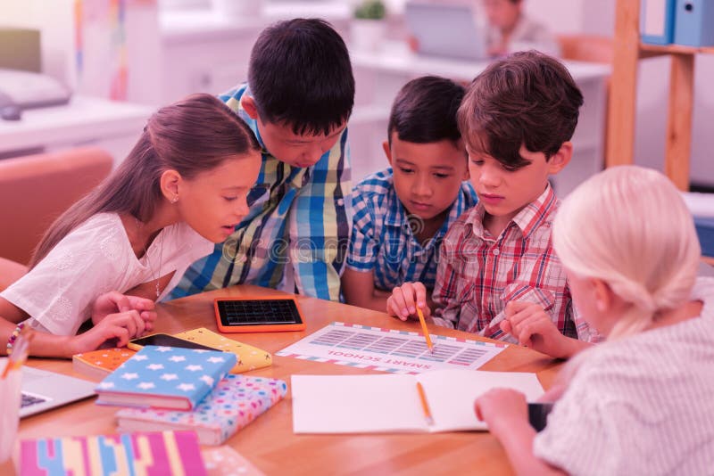 Pupils Seem Unpleased with Their New Timetable. Stock Photo - Image of ...
