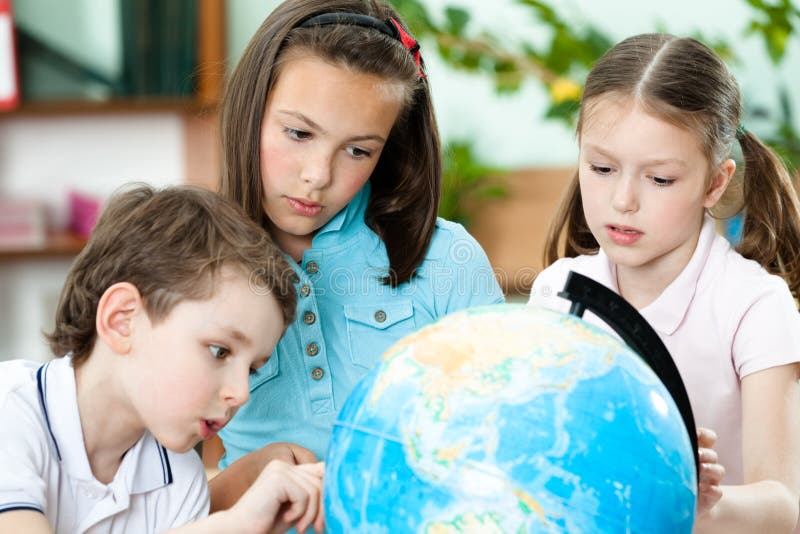 Elementary School Geography Class Stock Image - Image of inside ...
