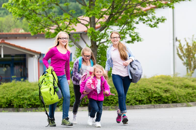 Pupils or Students at Schoolyard in Recess Stock Image - Image of ...