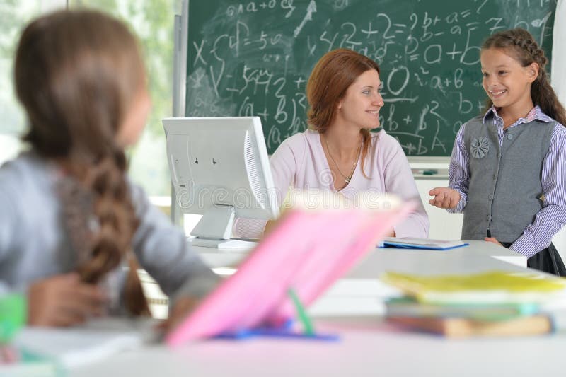 Pupils Studying at Lesson in Class Room Stock Image - Image of little ...