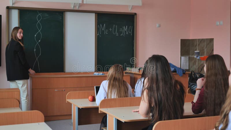 Pupils of the 11th Grade in the Class at the Desks during the Lesson ...