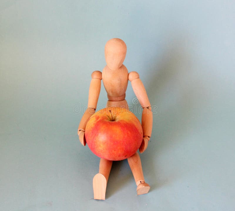 Puppet and apple stock photo. Image of plant, vitamin - 93262698
