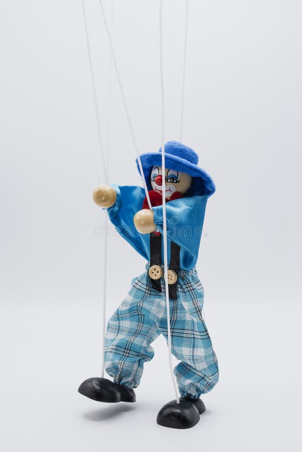 Puppet with Blue and Red Strings Stock Photo - Image of manipulate ...