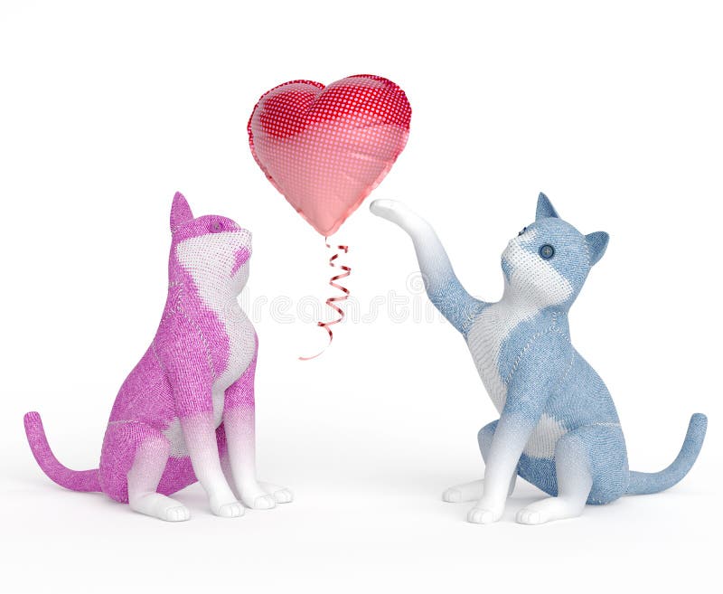 Puppet cats in love stock illustration. Illustration of symbol - 145294224