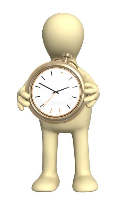 Puppet with clock stock illustration. Illustration of counting - 23215126