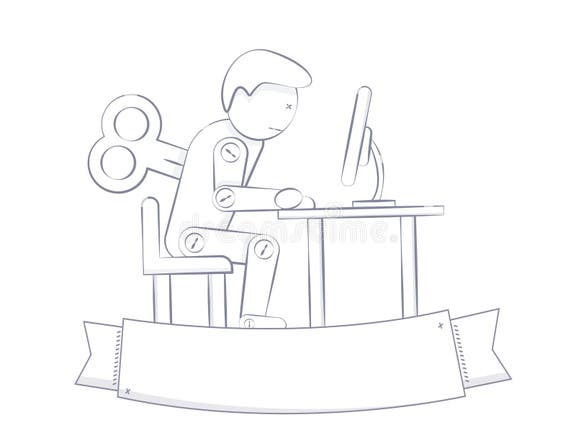 Puppet at the computer. stock vector. Illustration of assistant - 104163604