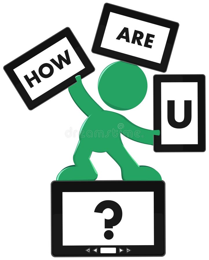 Puppet Displaying Tablet PC with Text Illustration Stock Vector ...