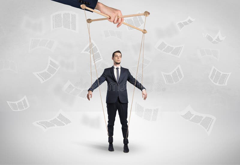 Puppet Employee with Documents and Staffs Around Stock Image - Image of ...