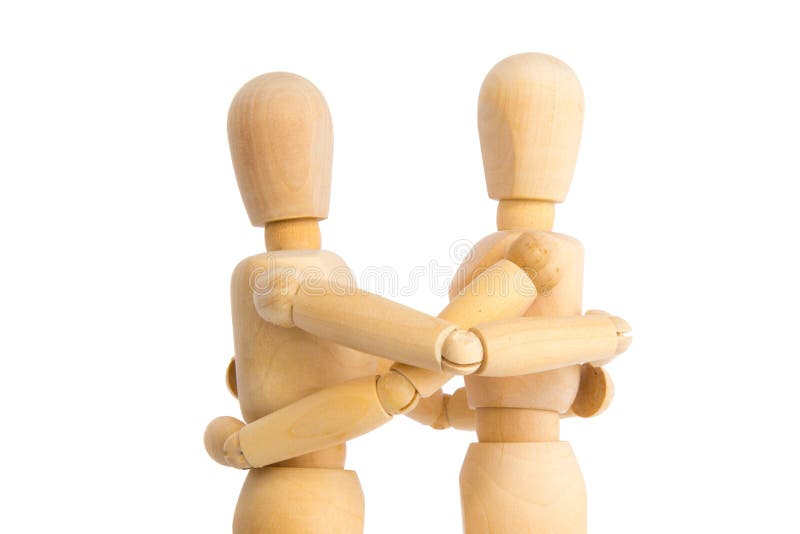 Puppet hugs another puppet stock photo. Image of wood - 61889970