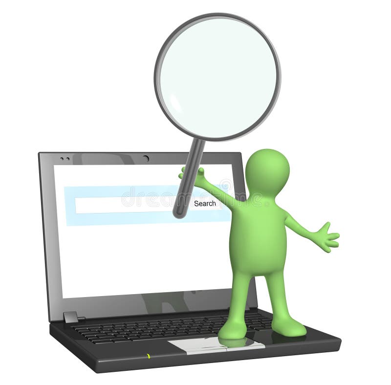 3d Puppet with Laptop and Megaphone Stock Illustration - Illustration ...