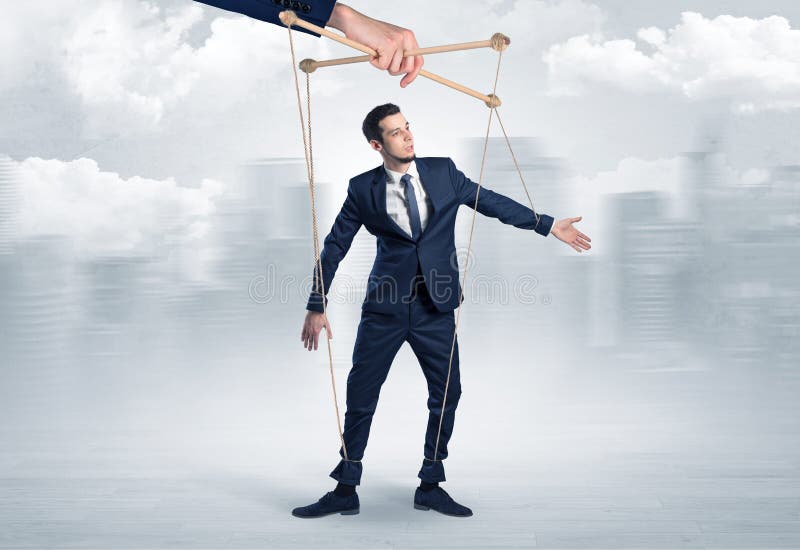 Puppet Man with Big City Concept Stock Photo - Image of lead ...