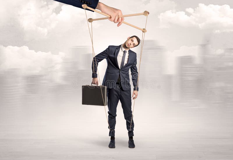 Puppet Man with Big City Concept Stock Image - Image of attachment ...