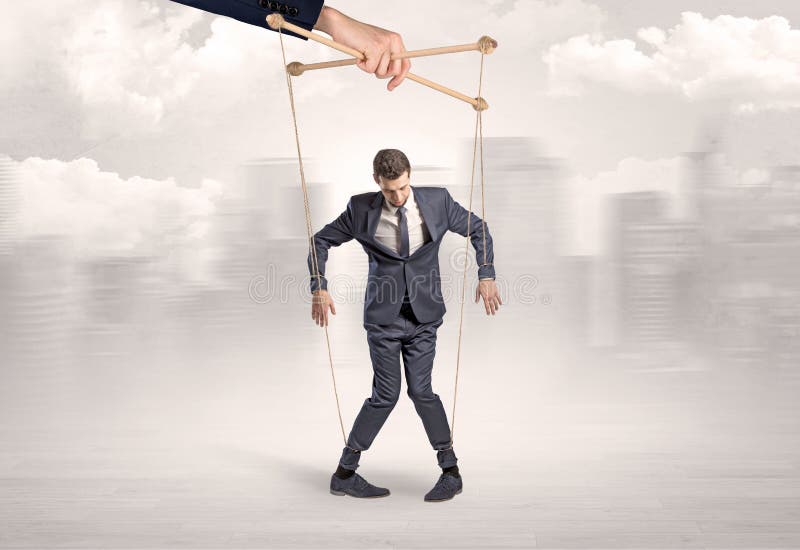 Puppet Man with Big City Concept Stock Photo - Image of official ...