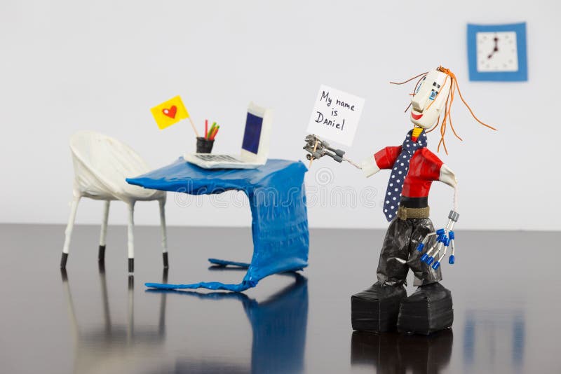 Puppet Office Worker in a Red Shirt Stock Image - Image of office ...