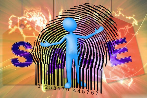 Puppet opens a bar code stock illustration. Illustration of stripe ...