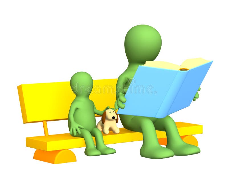 3d Puppet, Reading the Book on the Move Stock Illustration ...